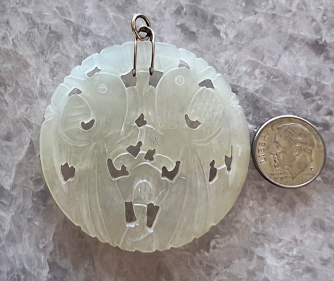 Antique MUTTON Fat JADE Translucent Jade Phoenix Rising Carving PENDANT ...