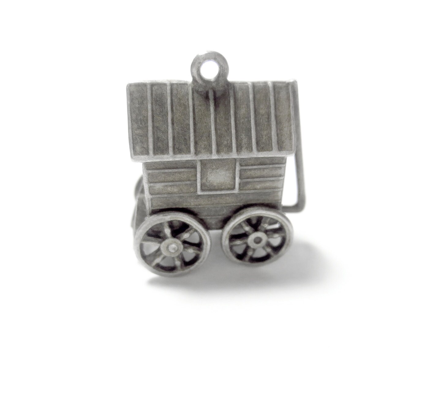 Rare Antique Moving GYPSY Fortune Teller WAGON 20 CARAVAN Silver Charm ...