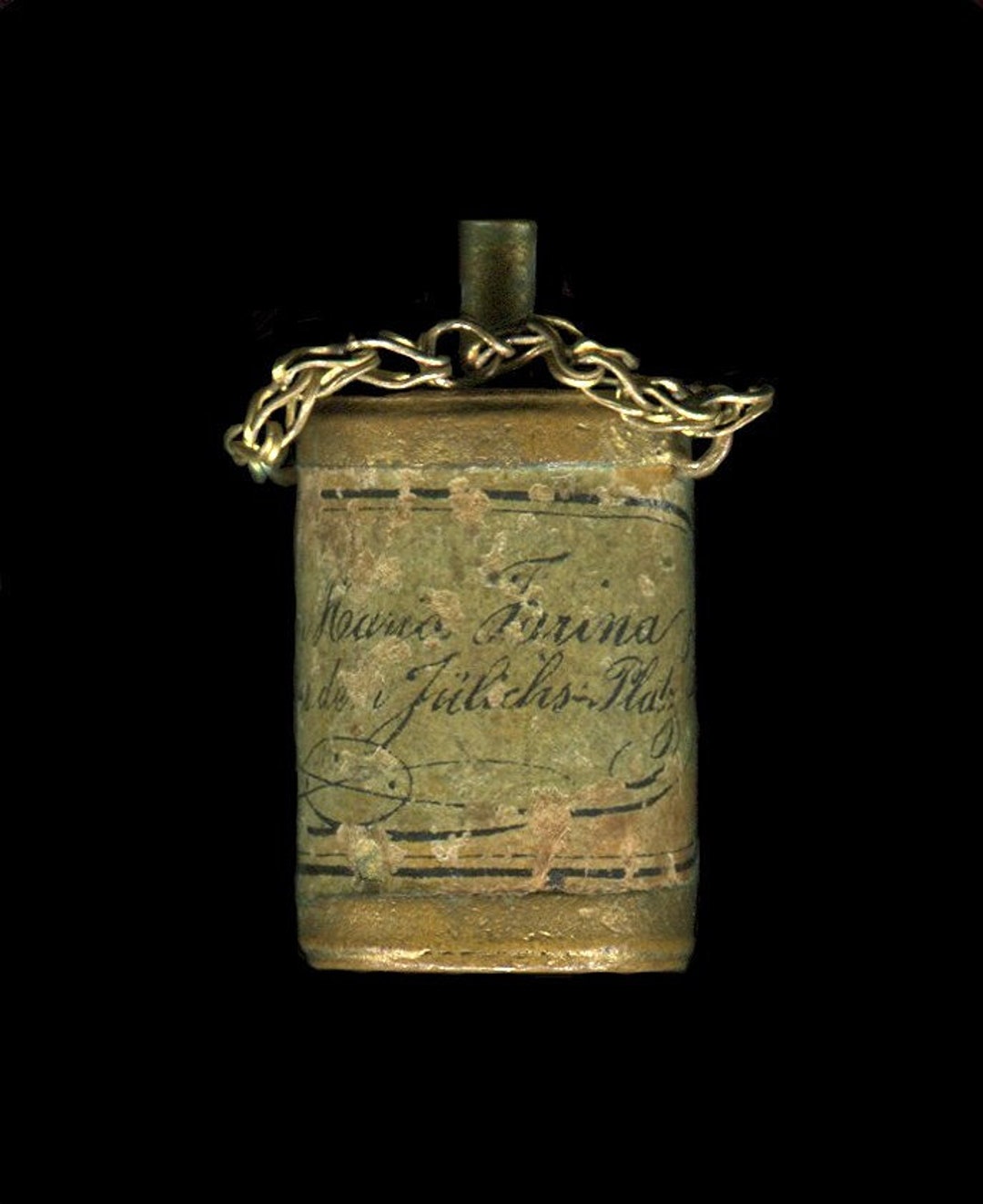 Rare Antique JOHANN Maria FARINA Gilt Flask Can Perfume Container CHARM ...