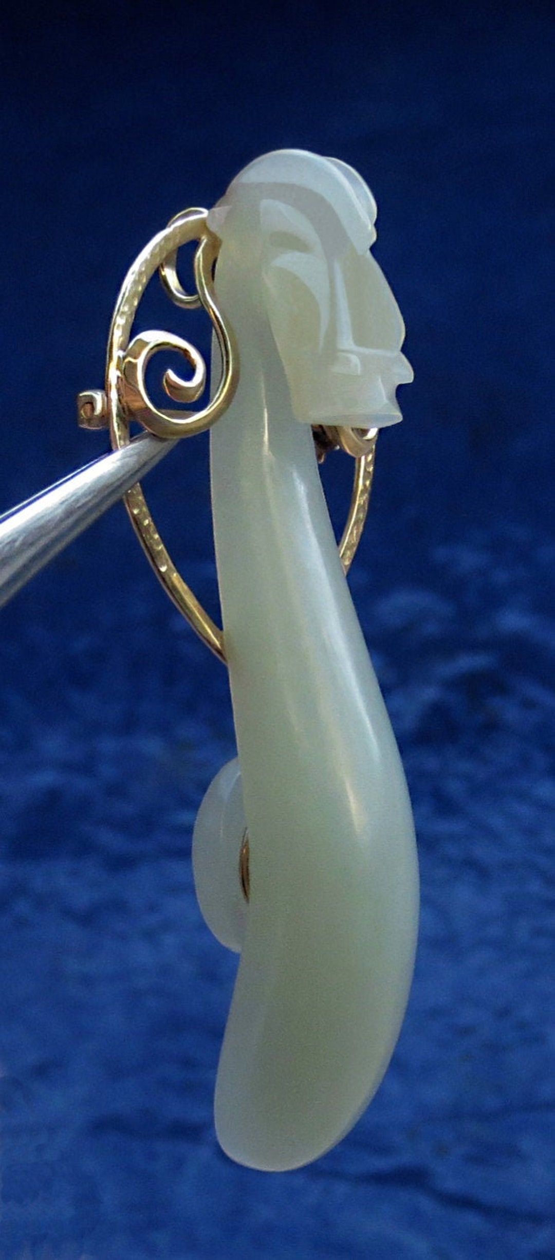 Rare MING'S Honolulu Isami Doi JADE "dragon" Belt Hook 14k Gold Brooch ...