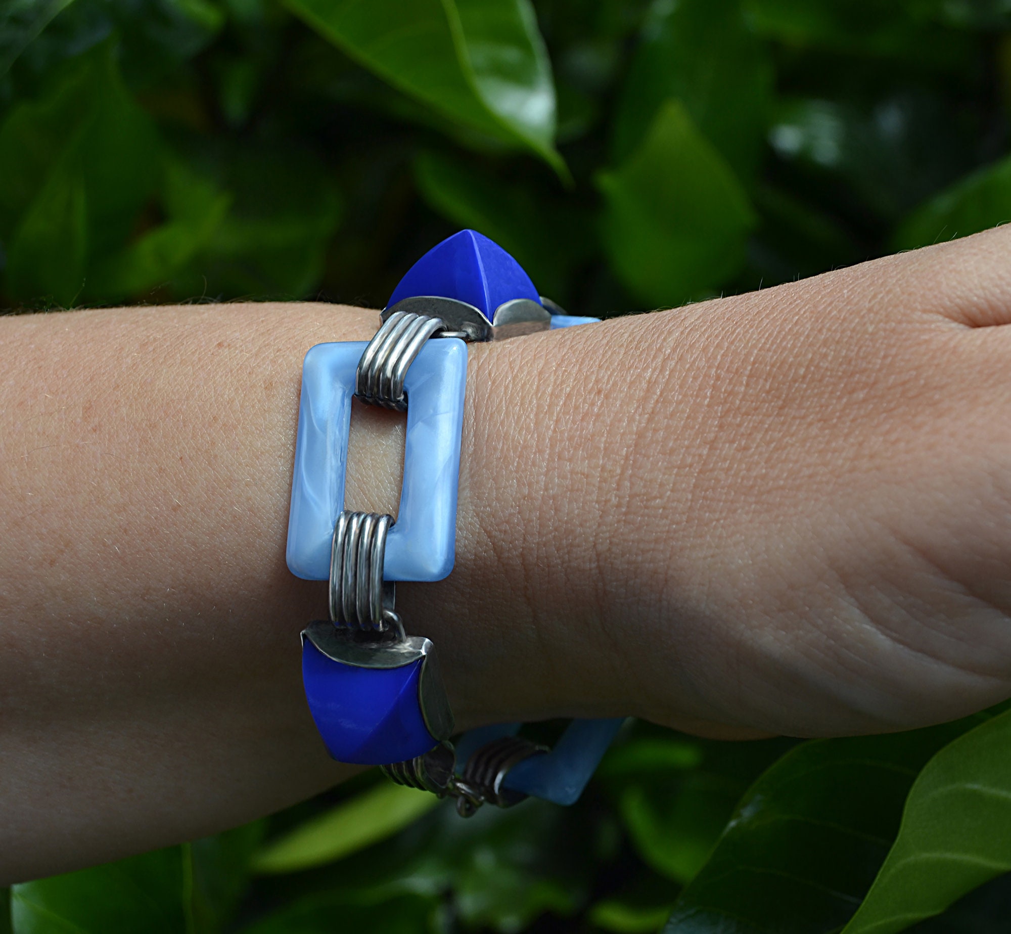 Estate Art Deco Cobalt Blue and Shimmering Blue BAKELITE Sterling 8 ...