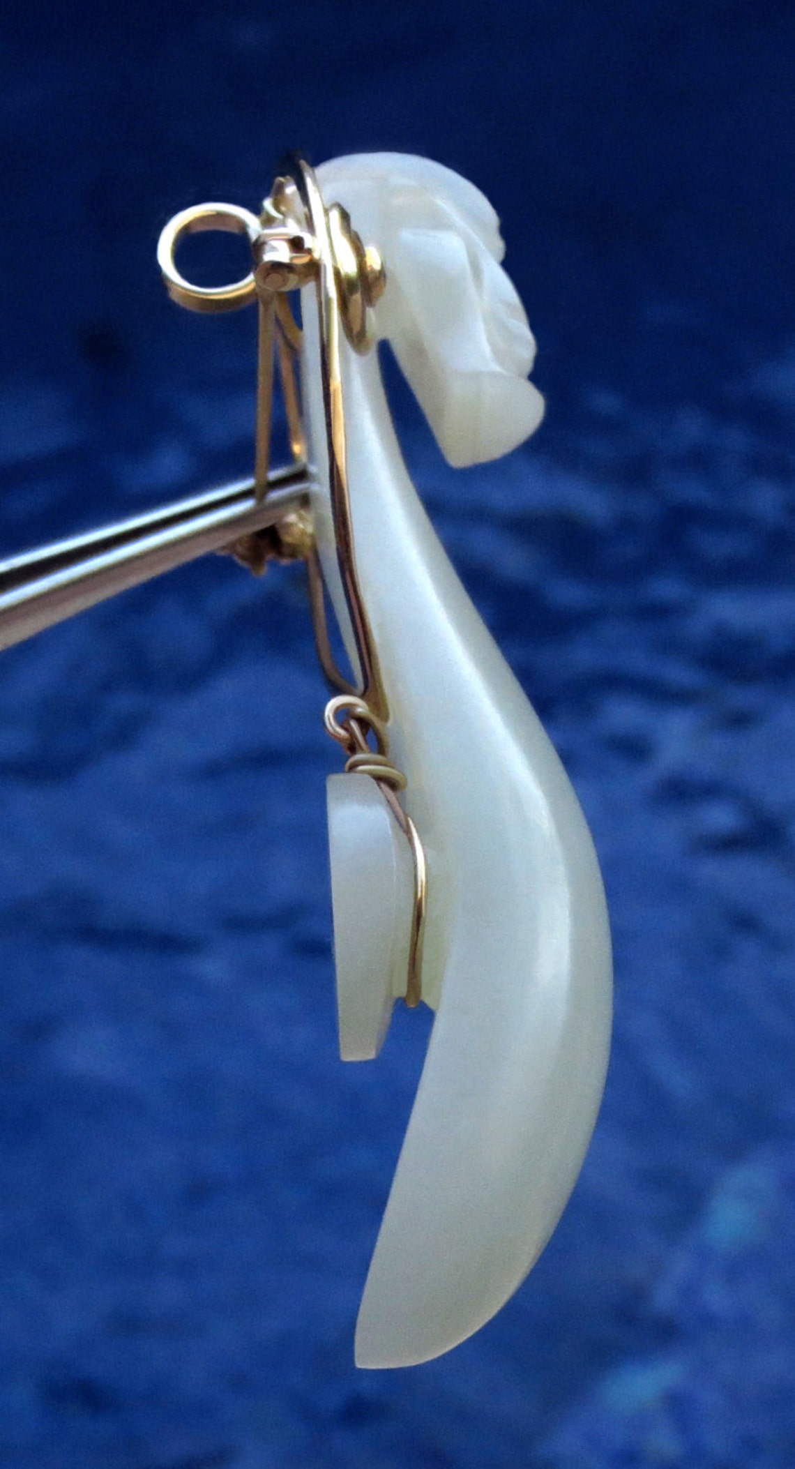 Rare MING'S Honolulu Isami Doi JADE "dragon" Belt Hook 14k Gold Brooch ...