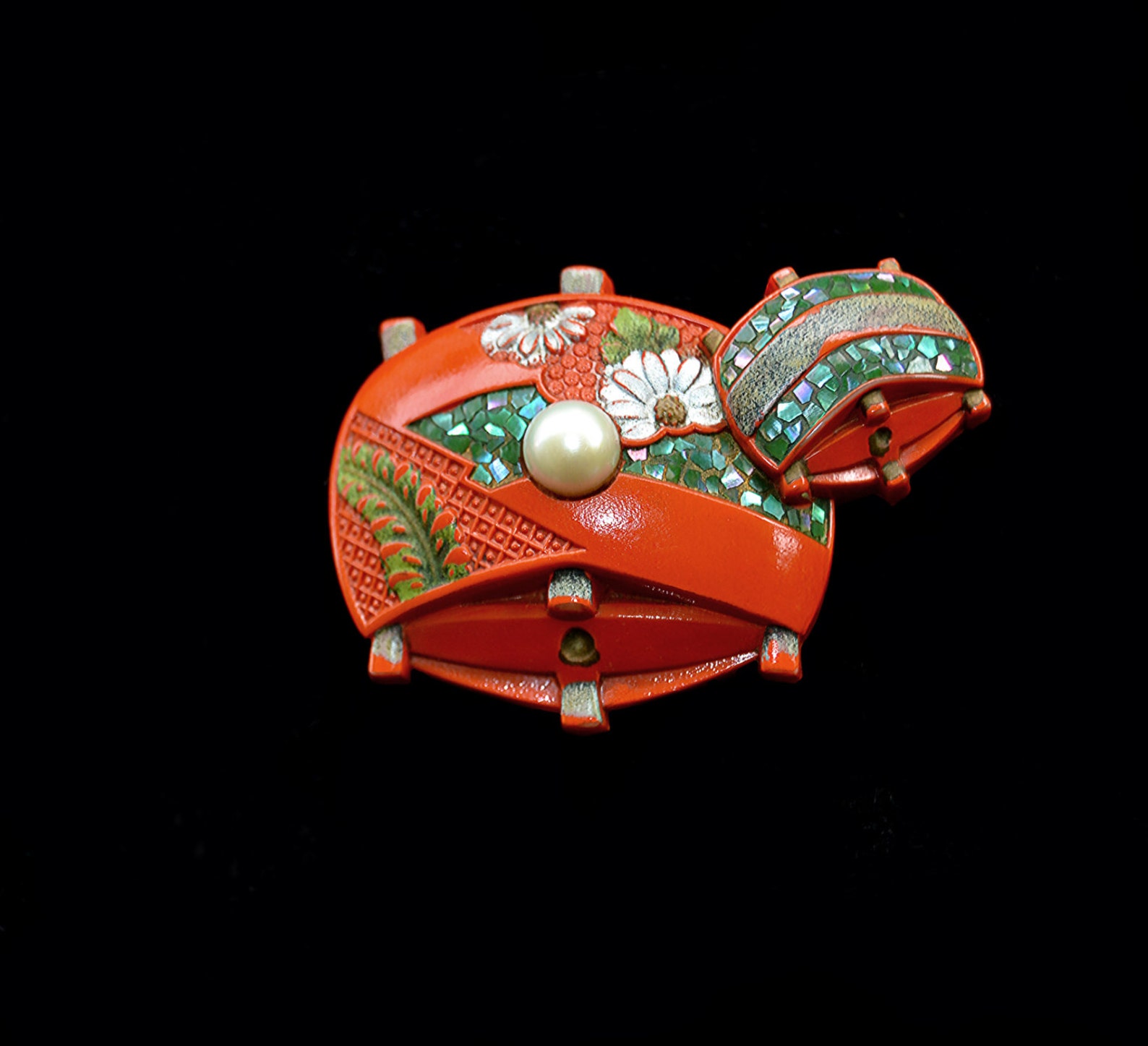 Vintage Japanese OBIJIME OBIDOME Original Plastic Setting With Pearl ...