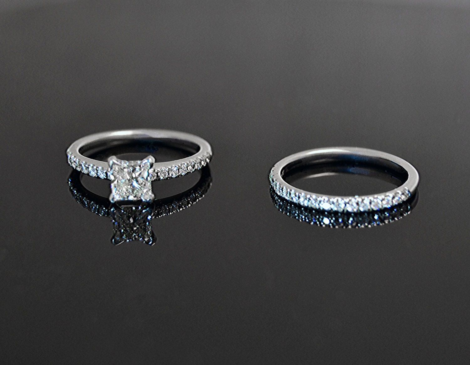 Diamond Engagement 2 Rings Set PT950 1.46 Ctw Certificate Size 6.75 - Etsy
