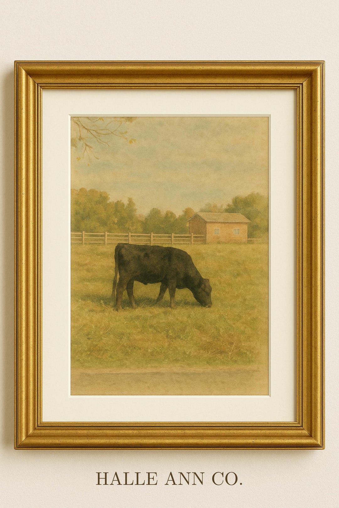Vintage Cow Watercolor Print – Rustic Farmhouse Wall Art, Cottagecore ...