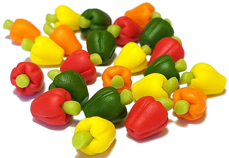 50 Dollhouse Miniature Peppers Doll Mini Food Pepper Vegetable ...