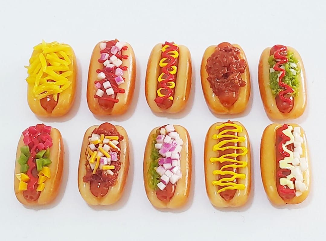 10 Miniature Mixed 2cm. Hot Dogs * Doll Mini Food Savory Sausage Chili ...