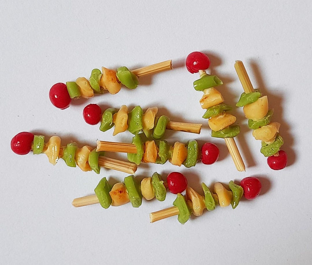 20 Dollhouse Miniature Chicken Kebabs / BBQ * Doll Mini Tiny Food ...