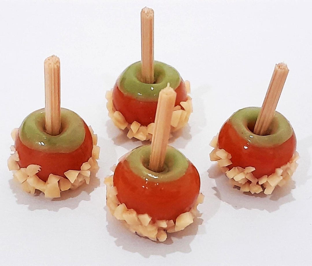 50 Dollhouse Miniature Caramel Covered Apples Doll Mini Food Fruit Choc ...