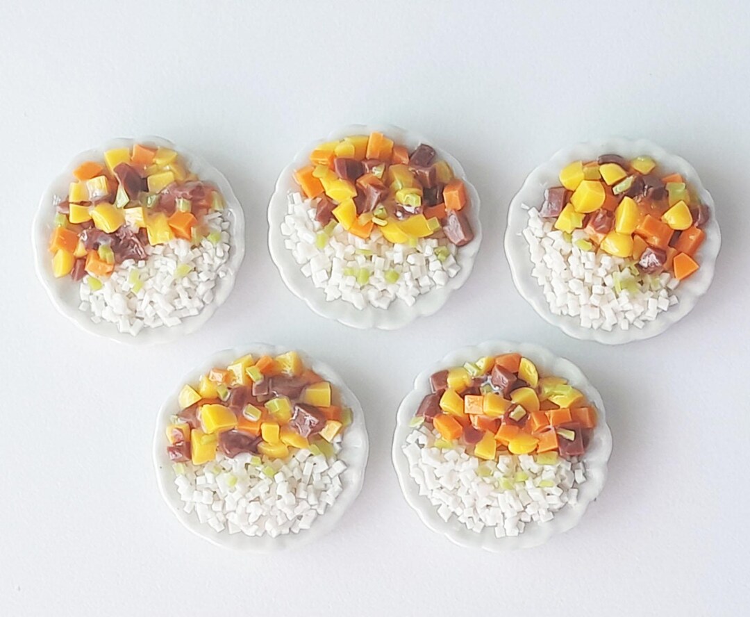 20 Dollhouse Miniature Beef Stew Plates: Handmade Clay Food on 1-inch ...