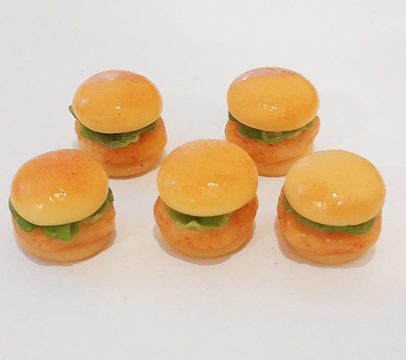 20 Dollhouse Miniature Fish Burgers * Doll Mini Food Bread Bun Burger ...