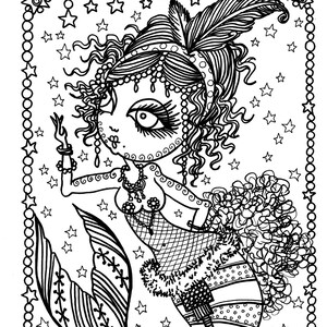 5 Pages of Burlesque Mermaids to Color Adult coloring Dance | Etsy