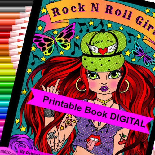 Rock N Roll Girls Digital Coloring Book. Over 40 Pages of - Etsy