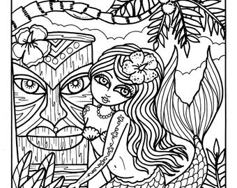 Tiki coloring | Etsy