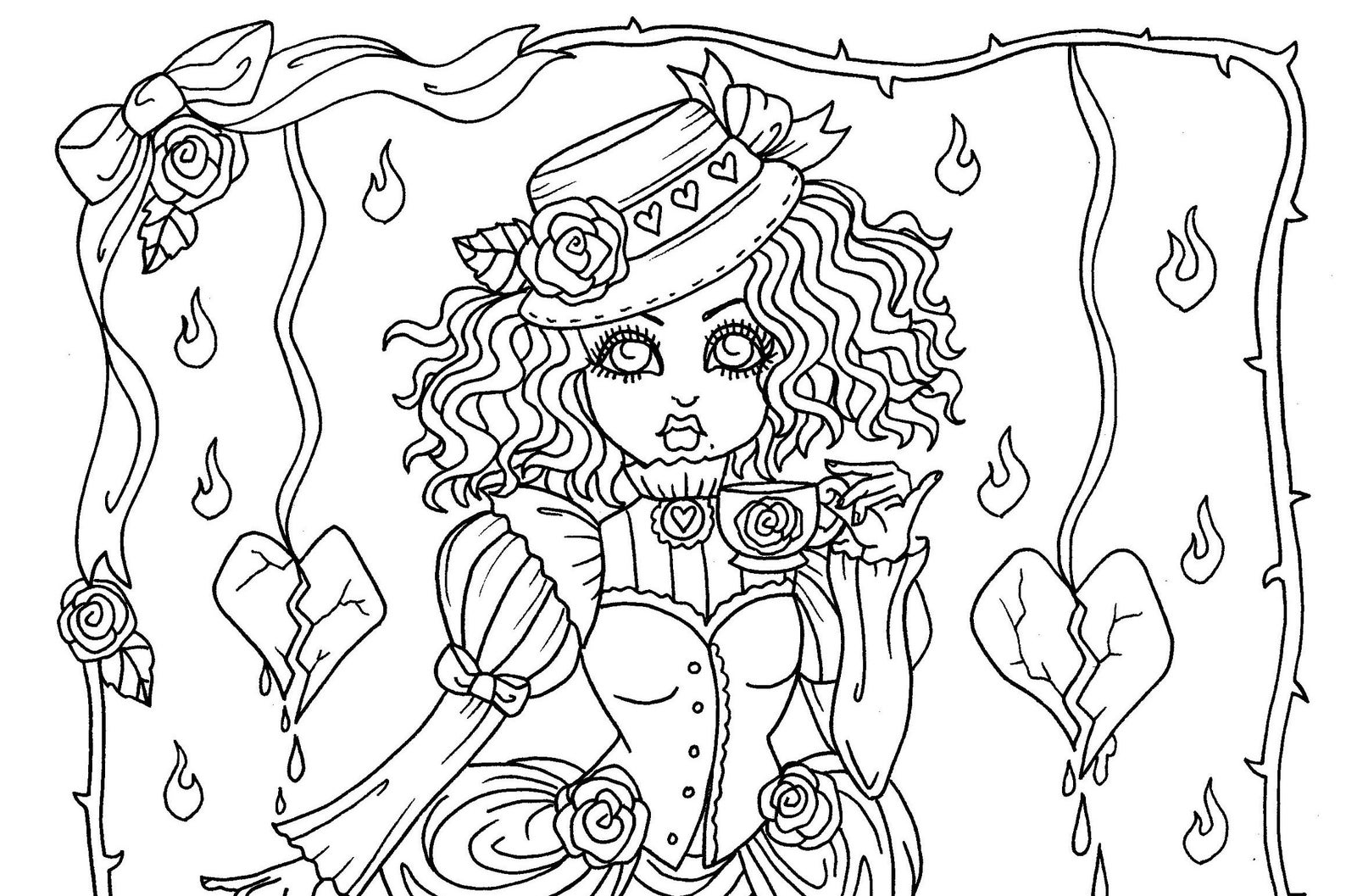 My Gothic Valentine Digital Coloring Book. Instant Download. Coloring ...