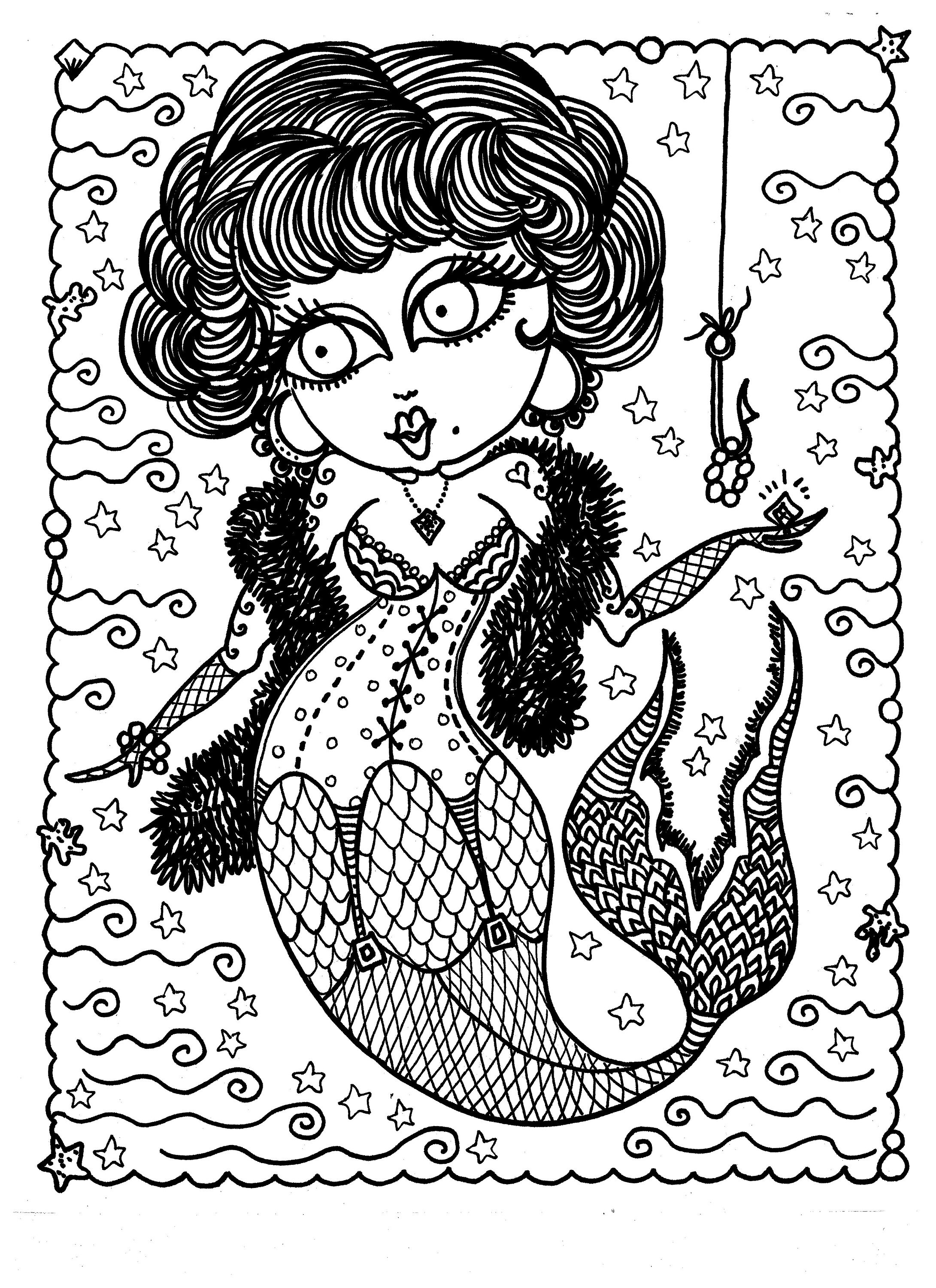 Digital Book Burlesque Mermaids Coloring Book Adult, Fun Mermaids ...