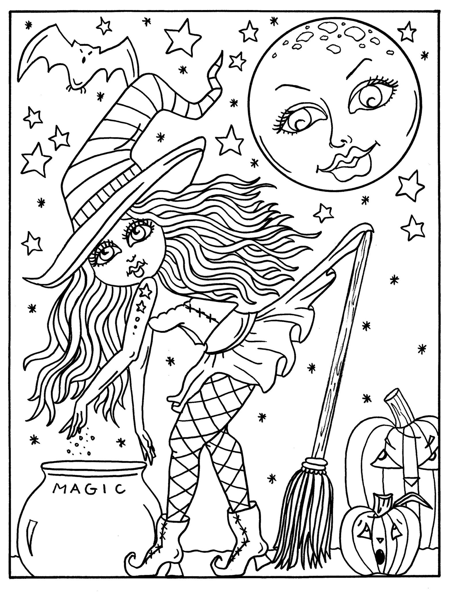 Hocus Pocus Witches Printable Coloring Pages for Adults - Etsy