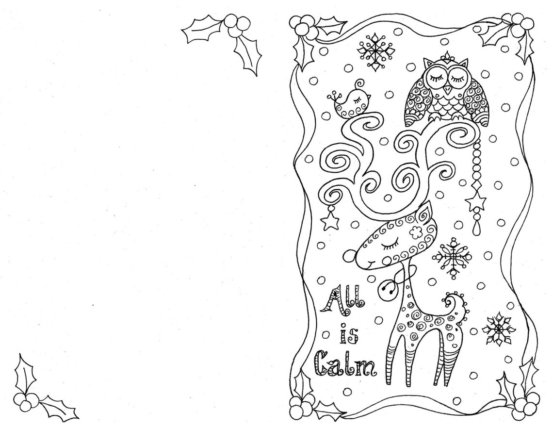 3 Cards Coloring Christmas Cards You Be the Artist Instant - Etsy