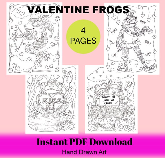 Coloring Pages Frog Valentine