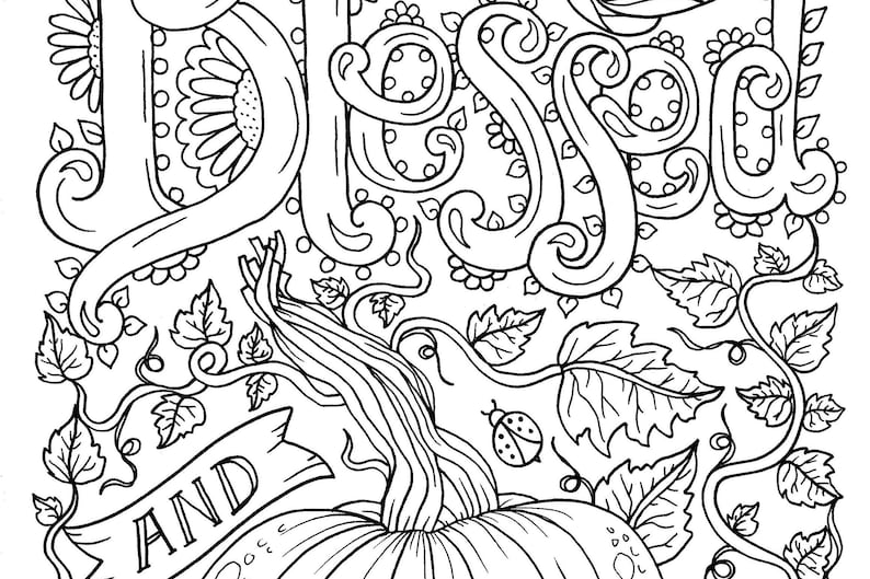 Blessed and Grateful PDF Coloring Page. Fall Coloring - Etsy Canada