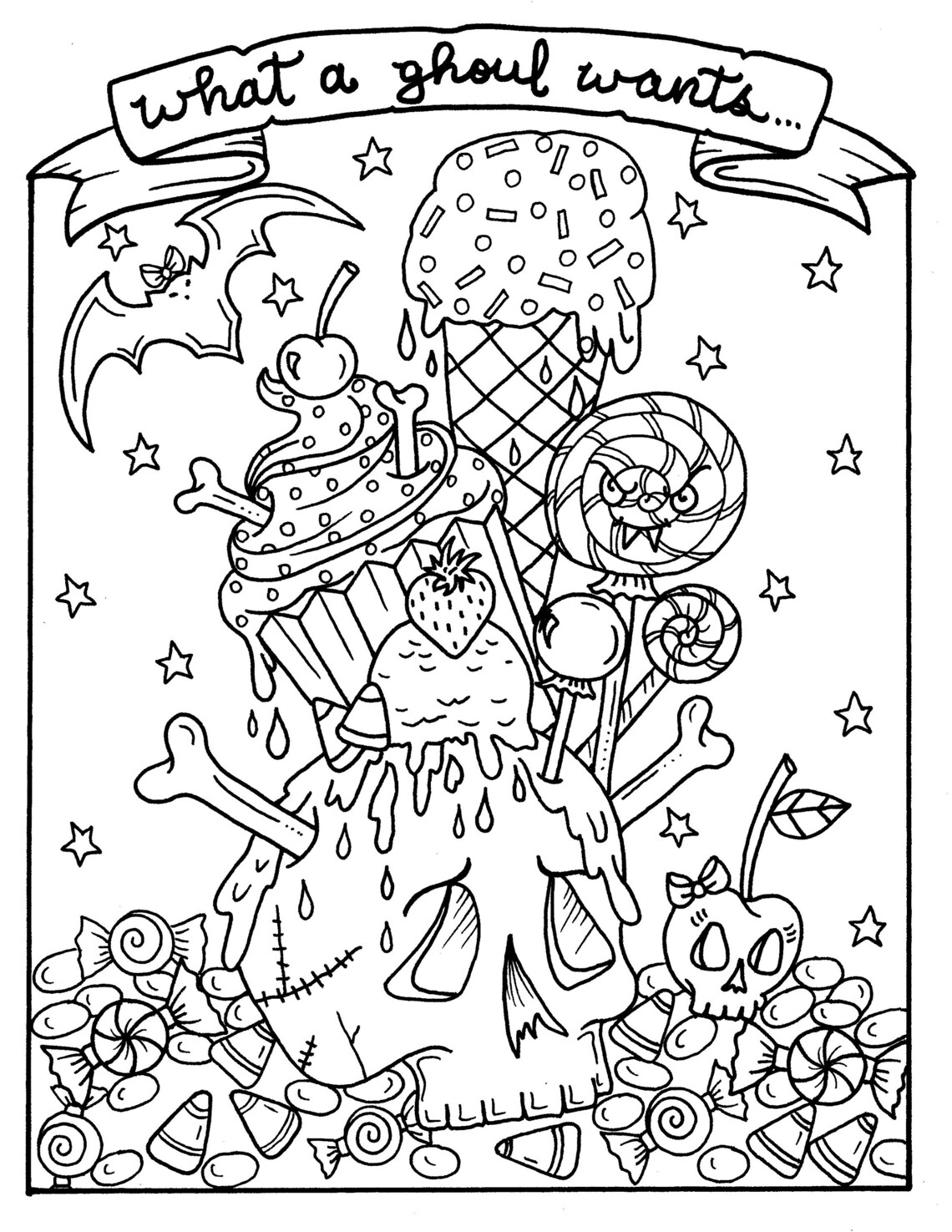 Halloween Sweets and Pinups Digital Download Coloring Book | Etsy