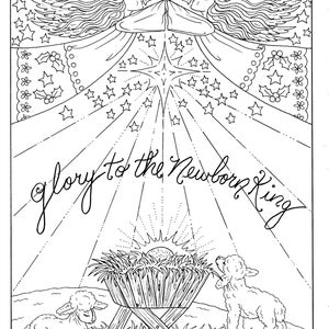 Digital Coloring Book Born is the King Christian Art Holiday, Adult ...