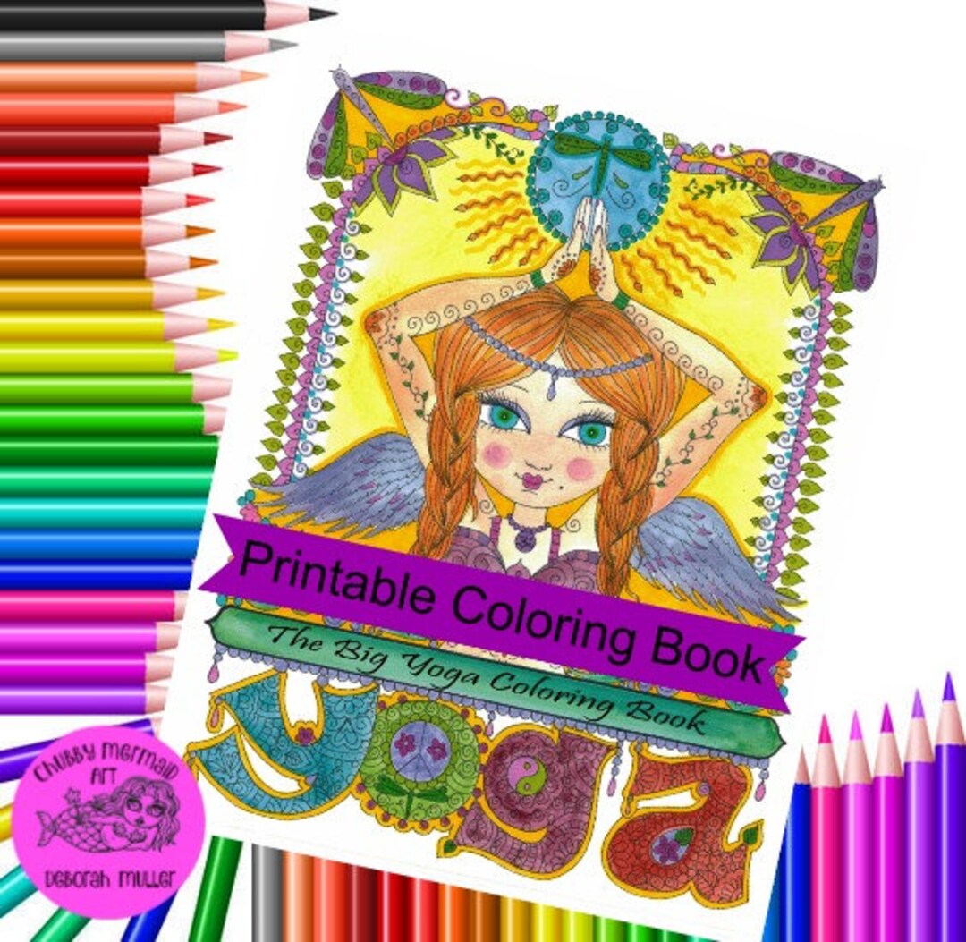 Digital Yoga Coloring Book, Instant Download, Adult Coloring Book, Om ...