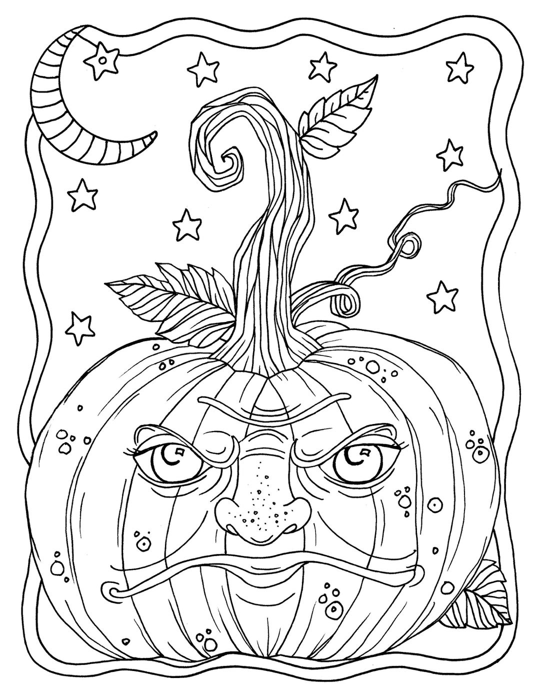Grumpy Pumpkin Digital Download, Halloween, Adult Coloring Fun, Digital ...