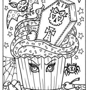 Halloween Cupcakes Part 2, Printables, Adult Coloring Fun for Halloween ...