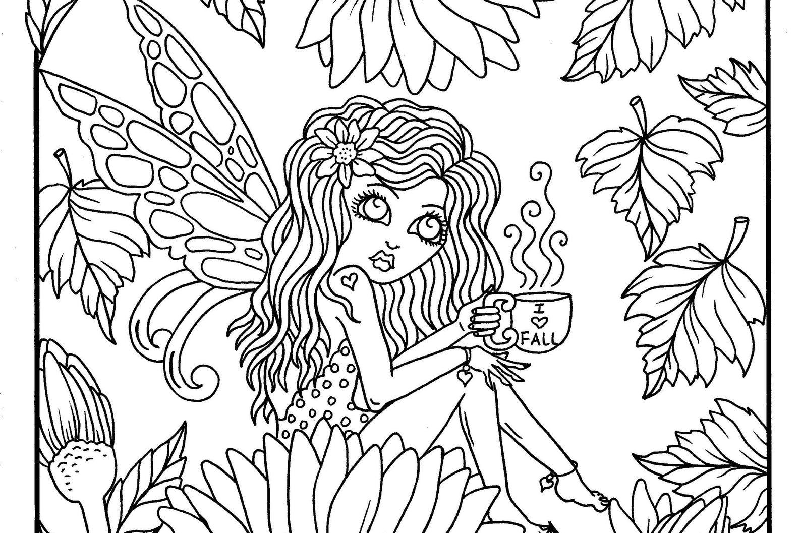 Fall Fairies Digital Coloring Book. Pumpkins, Pumpkin Spice, Sunflowers ...