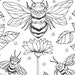 Busy Little BEES PDF Pages to Color. Instant Download, Flowers and Bees ...