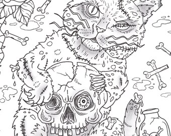 Scary Cats Coloring Pages