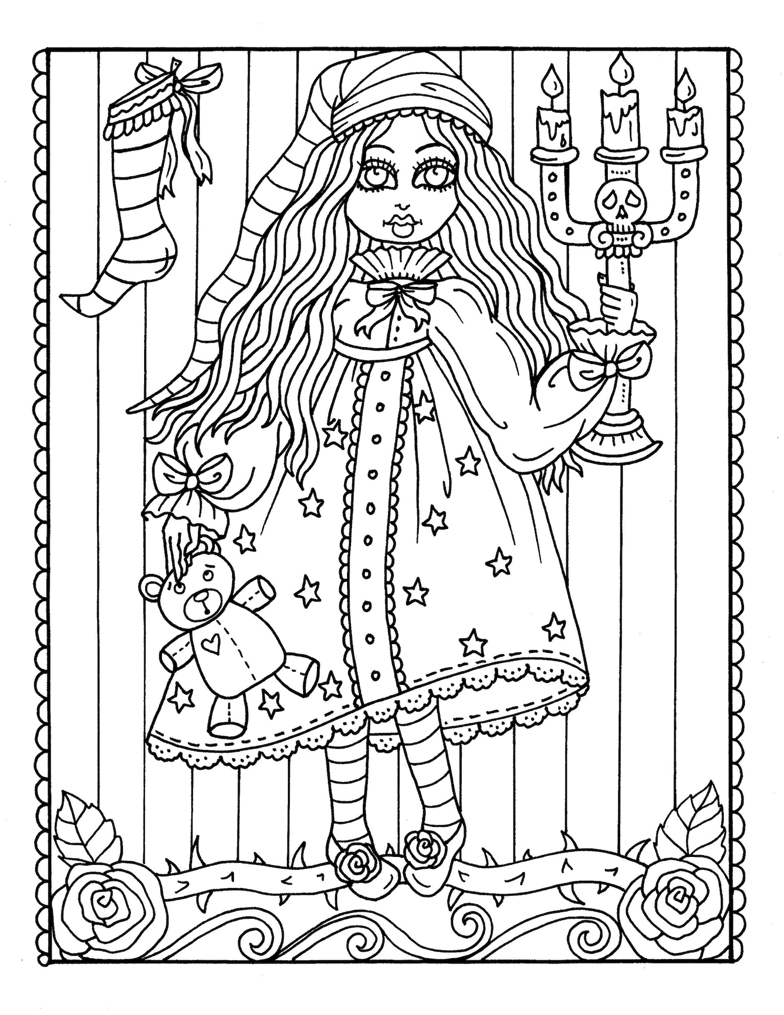 A Gothic Christmas Digital Coloring Book, Fun Coloring Pages, Digi ...