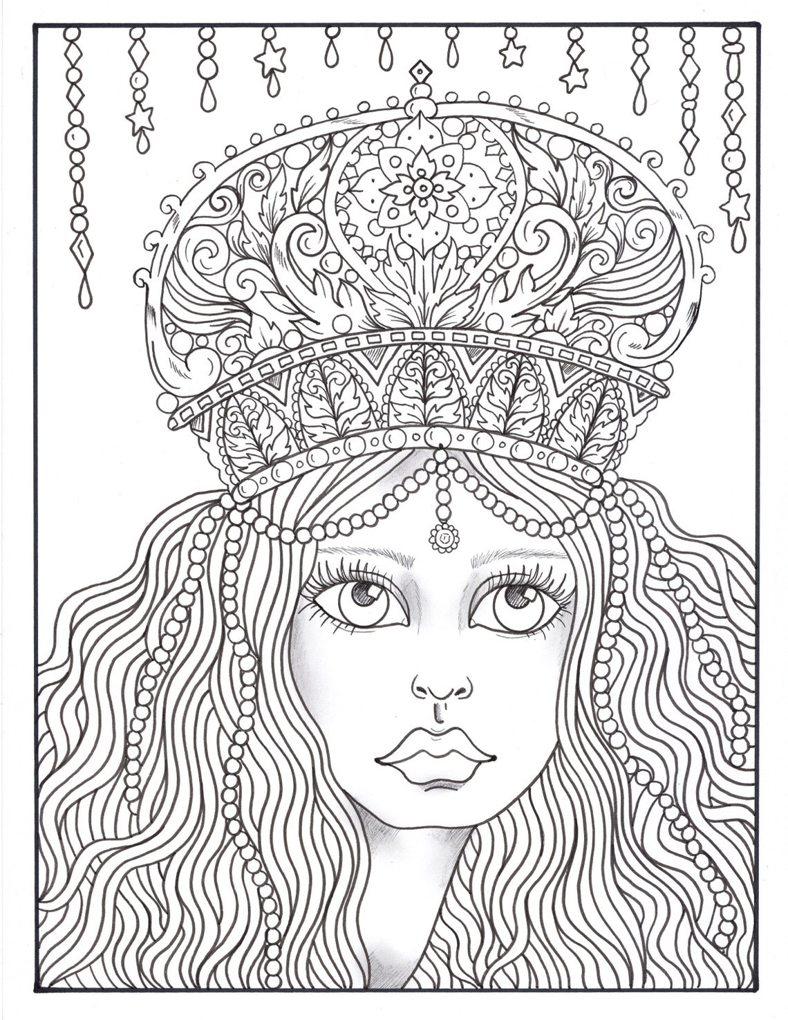 Crowned Fantasy Queens Coloring book Digital Instant | Etsy