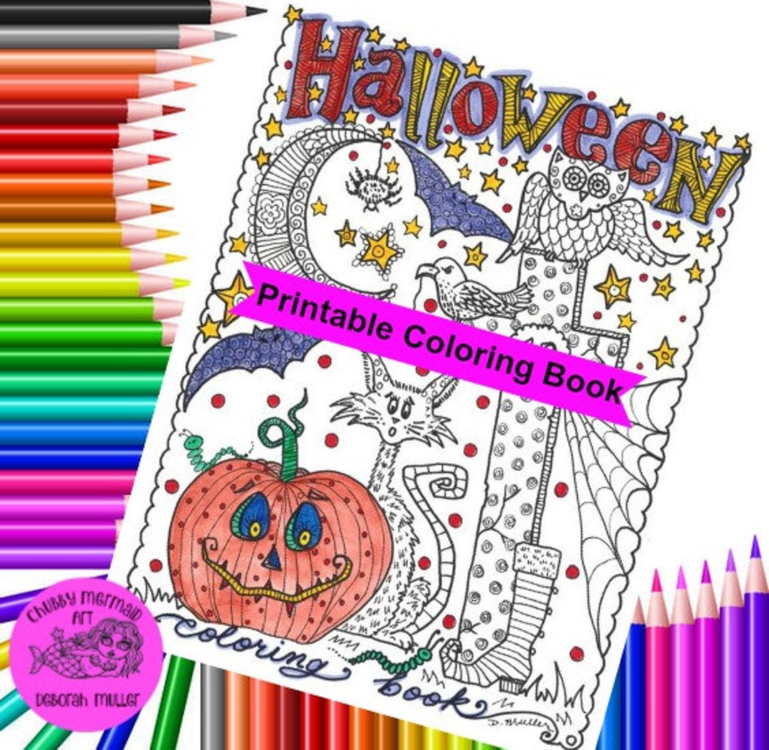 Halloween Digital Coloring Book Adult Coloring Color Pages - Etsy
