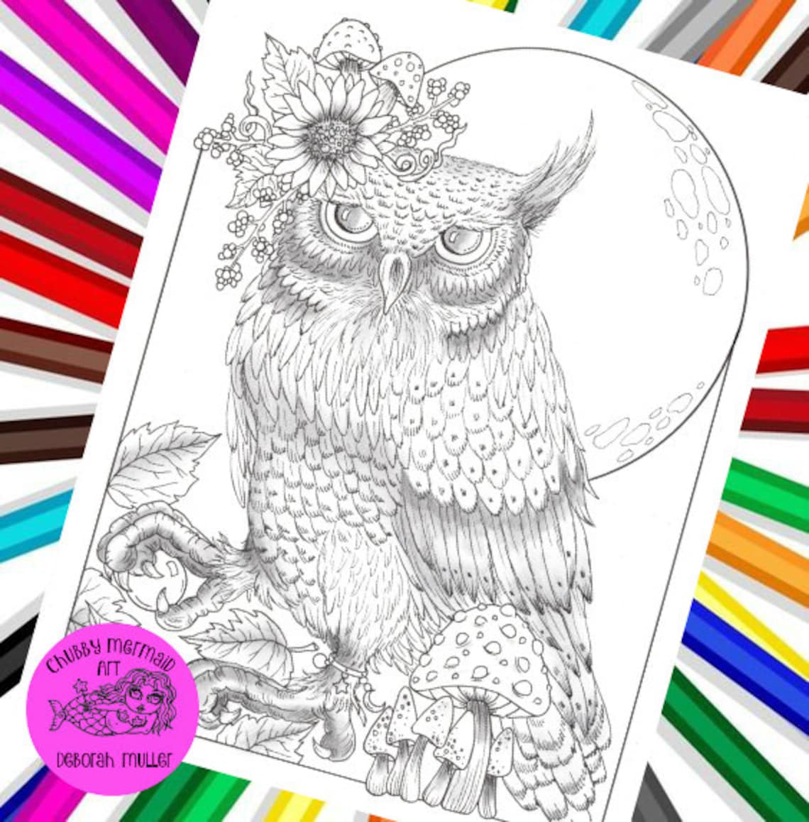 FALL Owl PDF to Color. Digital Coloring Page for Fall - Etsy