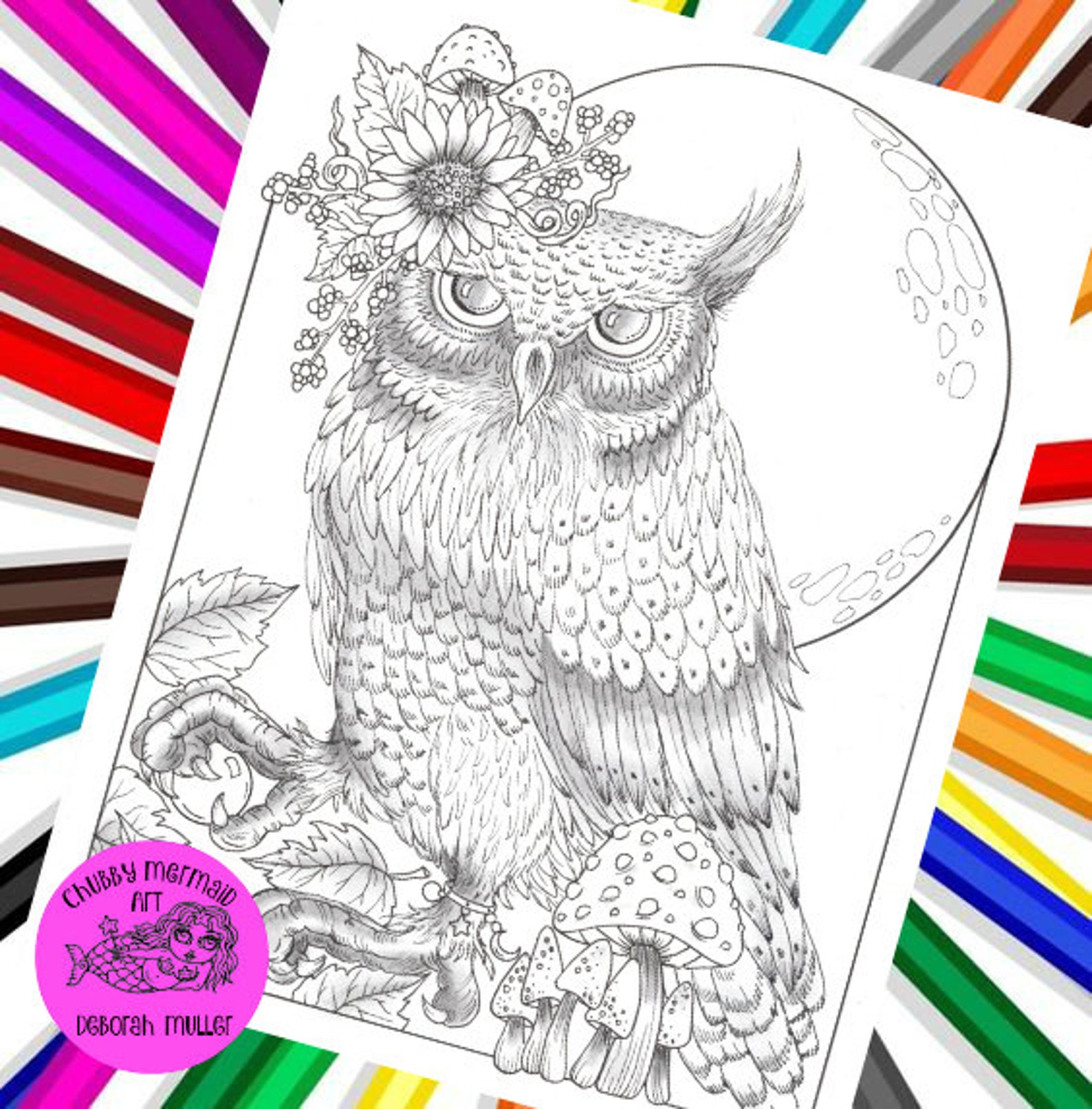 FALL Owl PDF to Color. Digital Coloring Page for Fall Coloring. Print ...