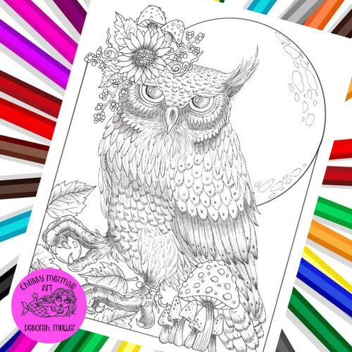 FALL Owl PDF to Color. Digital Coloring Page for Fall - Etsy