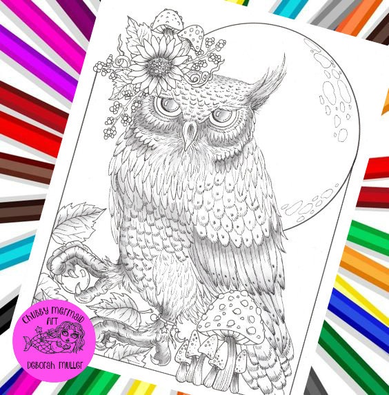 FALL Owl PDF to Color. Digital Coloring Page for Fall Coloring. Print ...