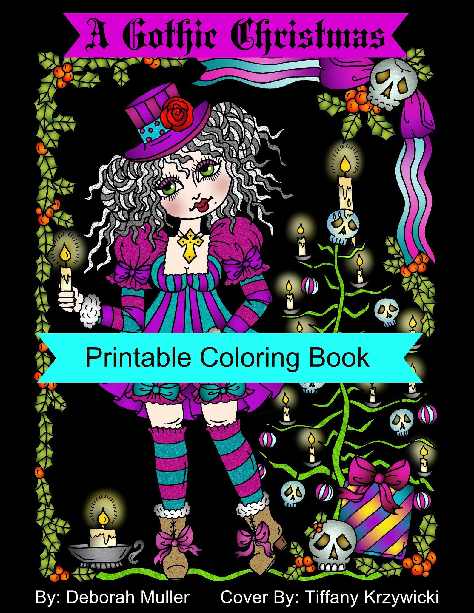 A Gothic Christmas Digital Coloring Book, Fun Coloring Pages, Digi ...