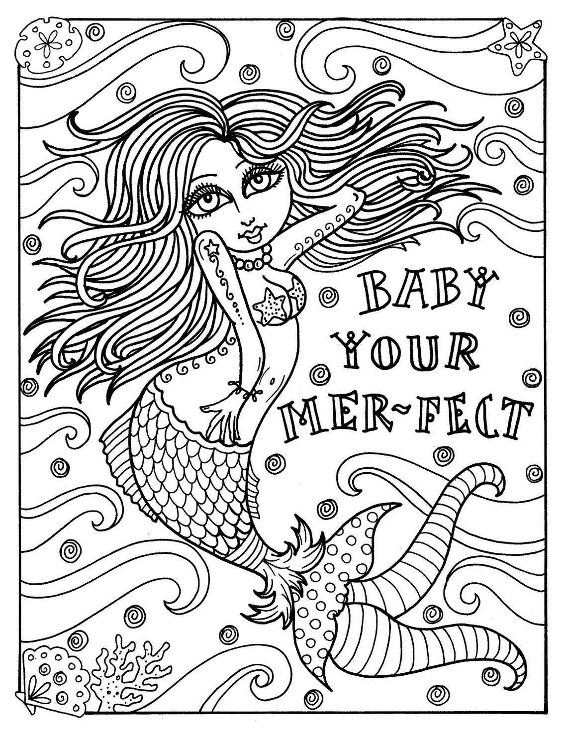 Digital Coloring Book Download and Color, Mermaid Soul, Journal ...