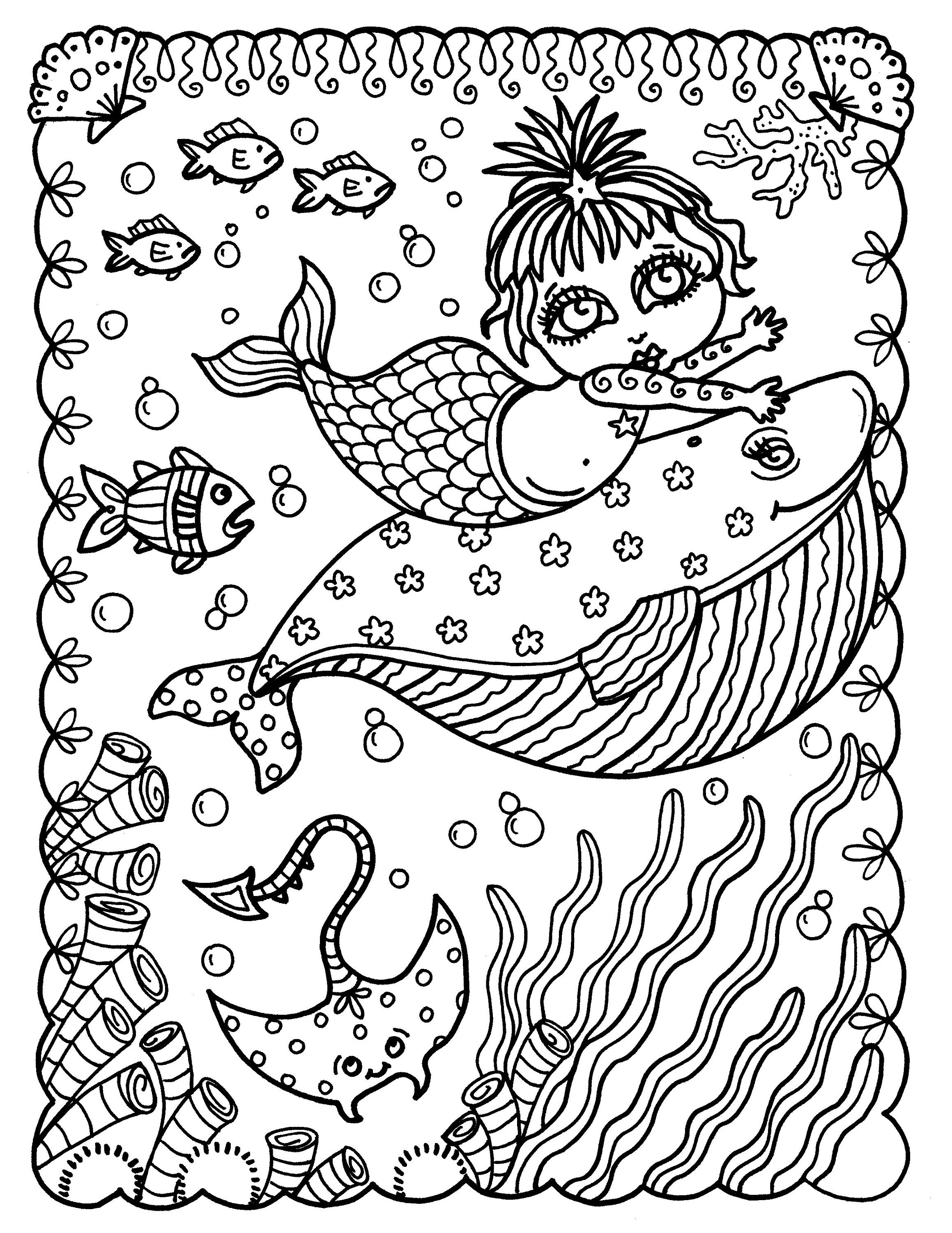 Baby Mermaids Digital Coloring Book for All Mermaid Lovers, Digi ...