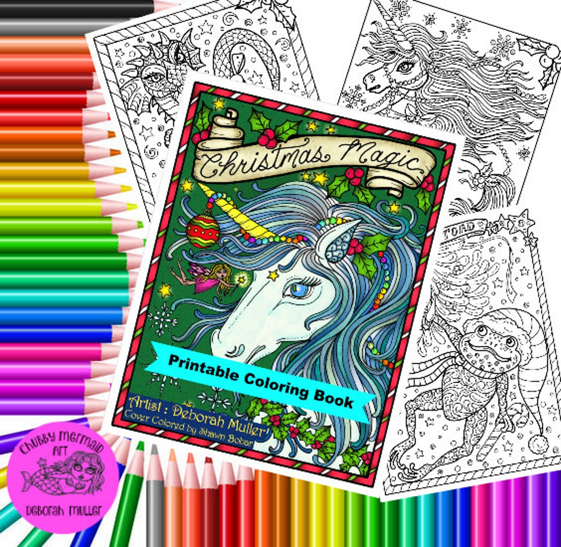 Christmas Magic Digital Coloring Book Pages Fantasy Art Adult - Etsy