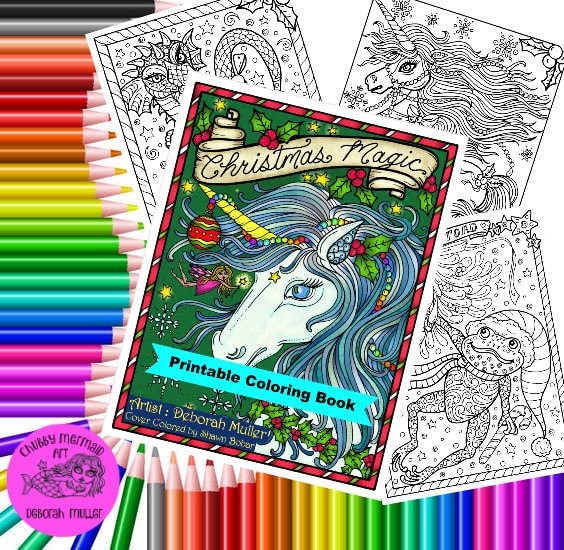 Christmas Magic Digital Coloring Book Pages Fantasy Art Adult - Etsy