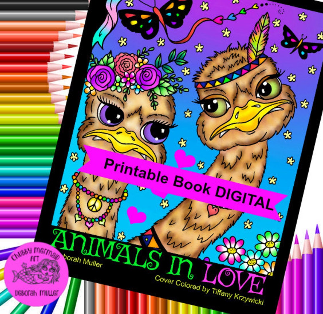Animals in Love PDF Coloring Book. Animal Couple Doing the Cutest ...