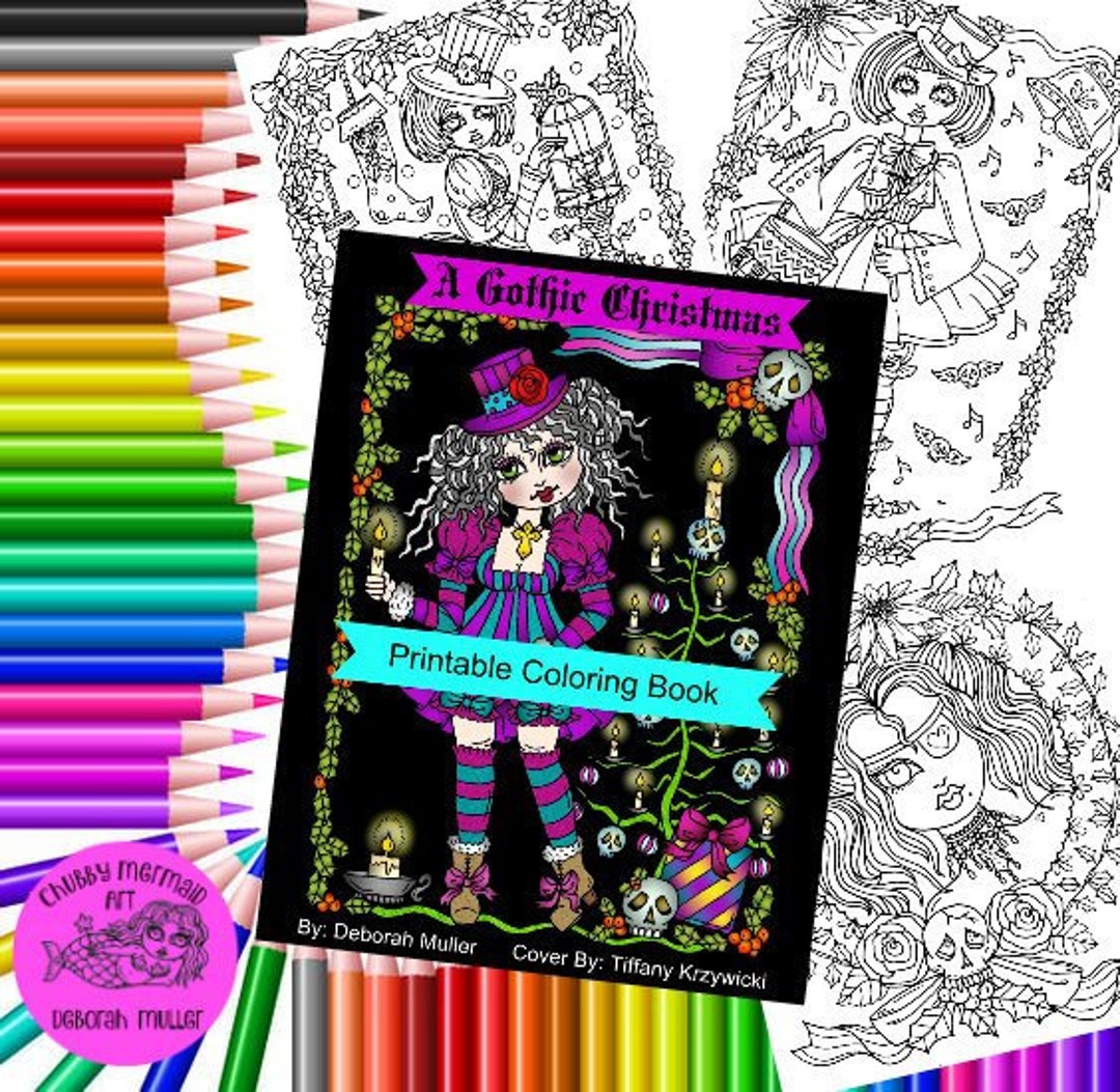 A Gothic Christmas Digital Coloring Book, Fun Coloring Pages, Digi ...