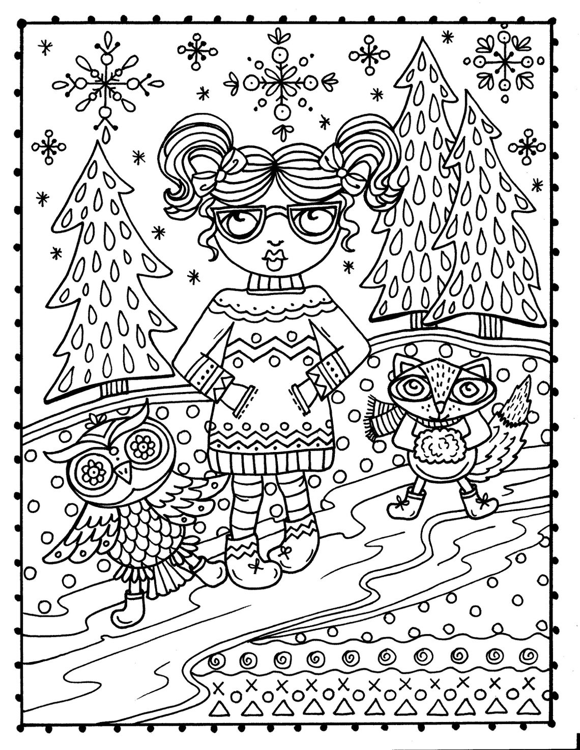 Winter Woodland Wonderland Coloring Book Digital, Printable, Christmas ...