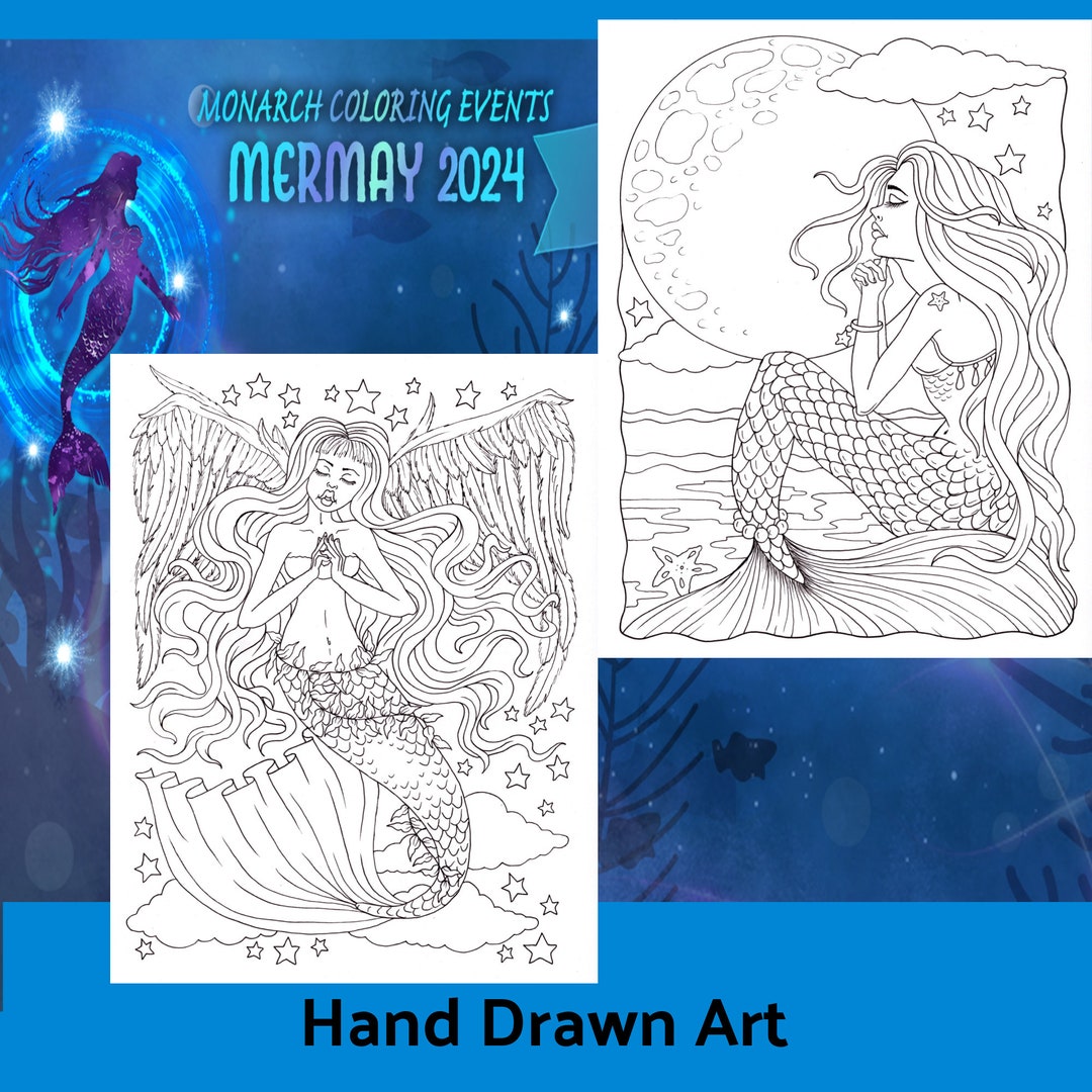 Praying Mermaids for Monarch Coloring Event on Facebook. 2 Pages for ...