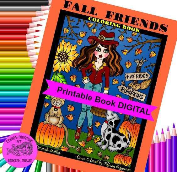 Fall Friends Digital Coloring Book Fun fall girls and their | Etsy