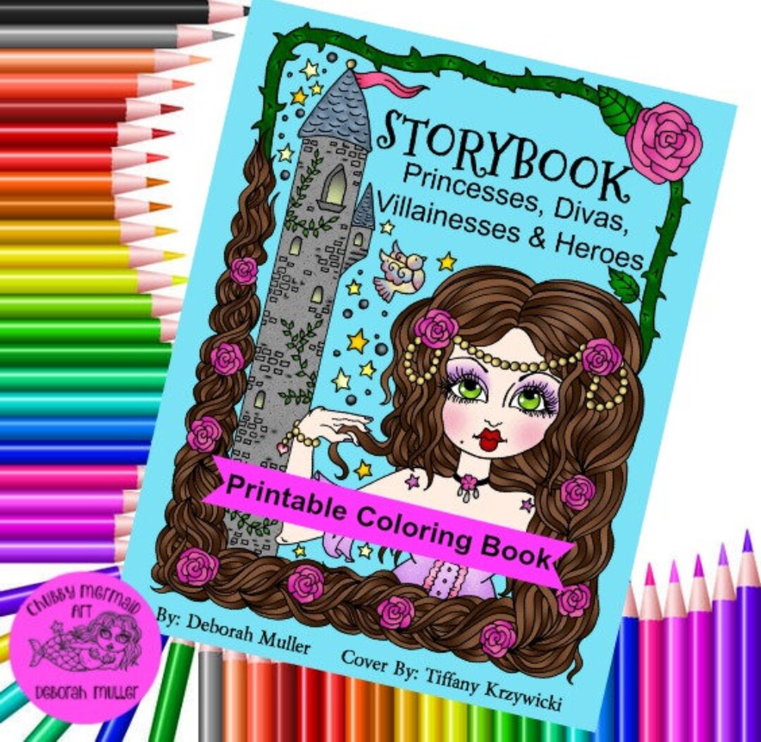 Printable Storybook and Fairytale Girls Coloring Book. Fun, Cute ...